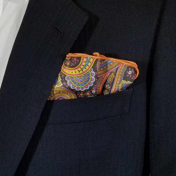 Accessories | New 2in1 Pouf Round Pocket Square Gold Paisley | Poshmark